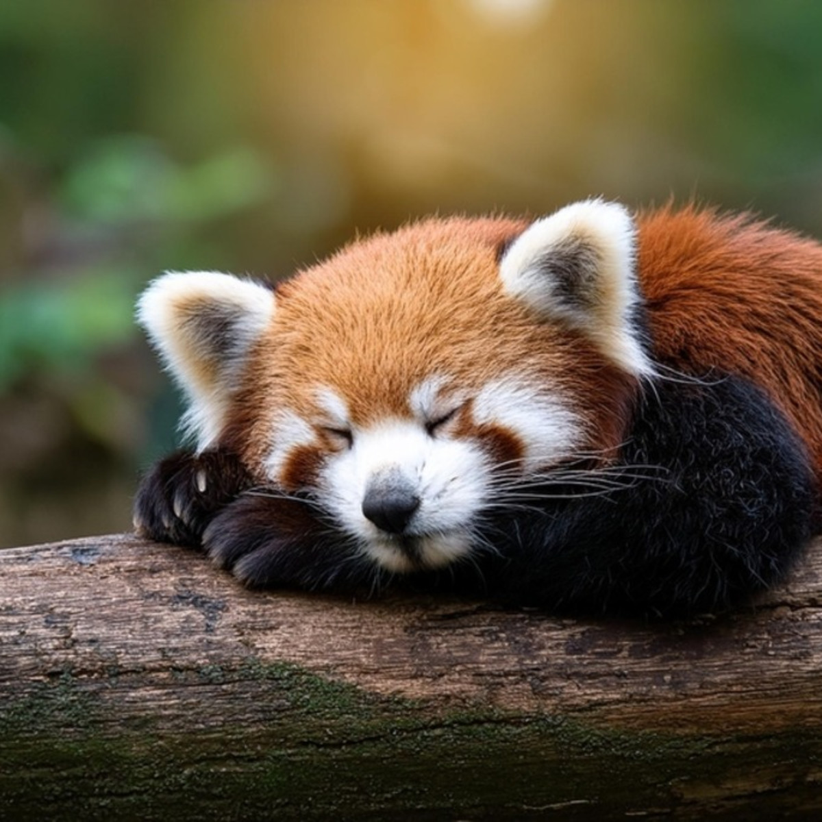 sleeping red panda